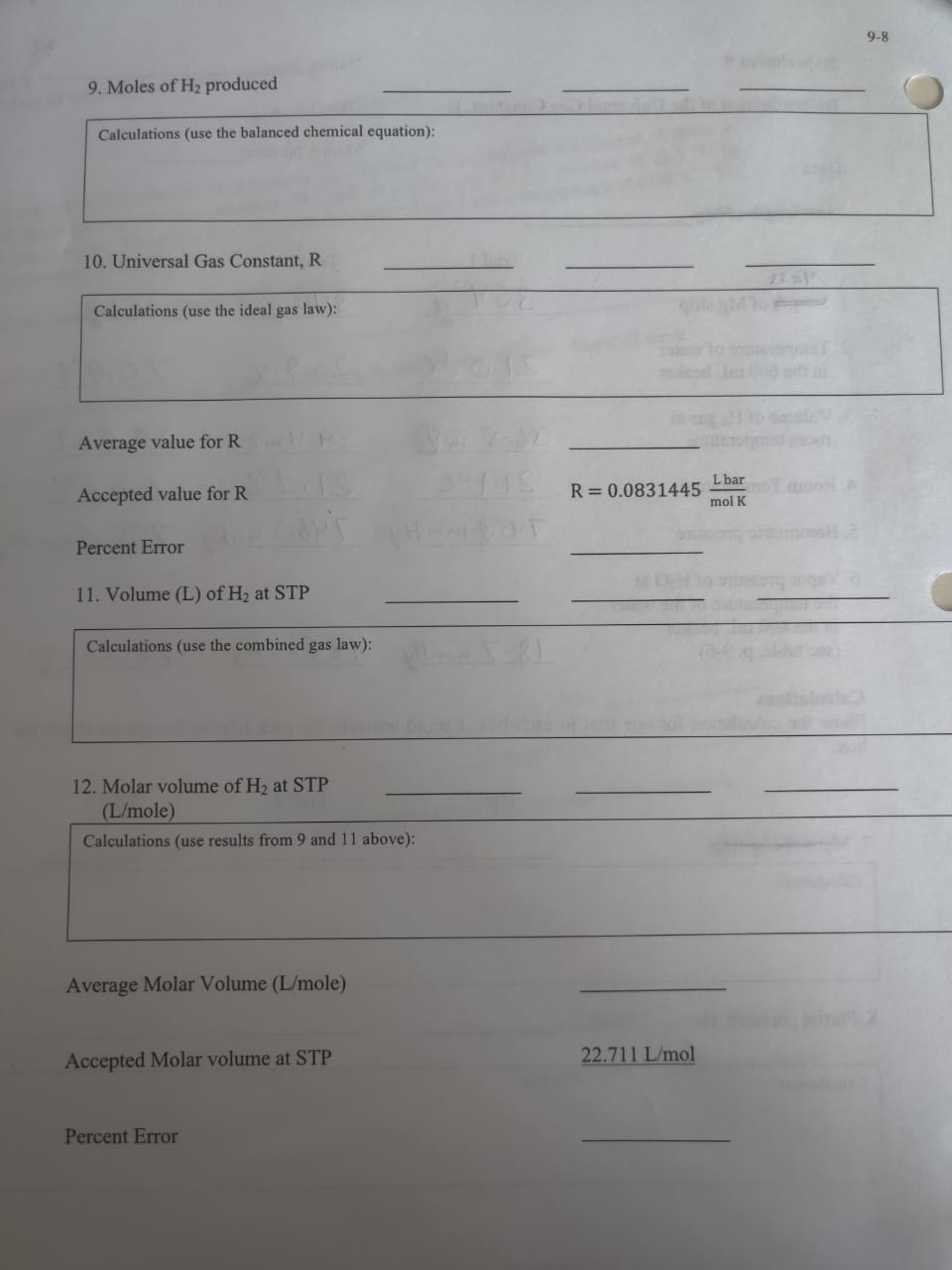 Solved 64 9-7 Experiment 9 Name Determination of the | Chegg.com
