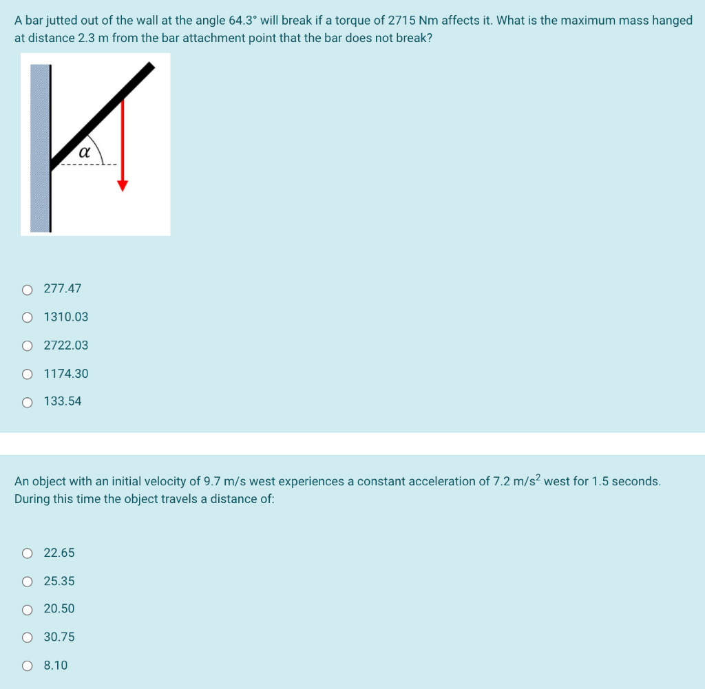 Solved A bar jutted out of the wall at the angle 64.30 will | Chegg.com