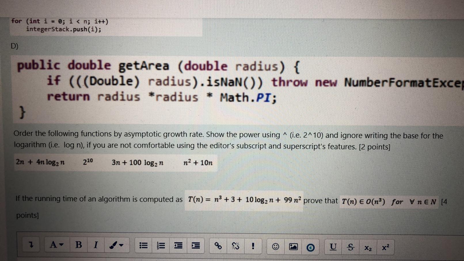 Solved For the given algorithms, specify what is the time | Chegg.com
