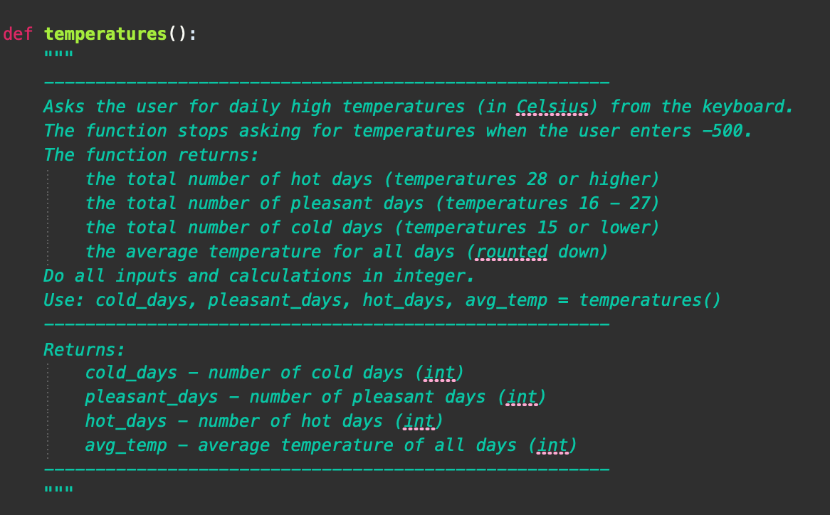 Solved Complete the function temperatures in the | Chegg.com