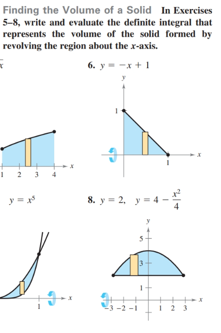 Finding the Volume of a Solid In Exercises 5-8, write | Chegg.com