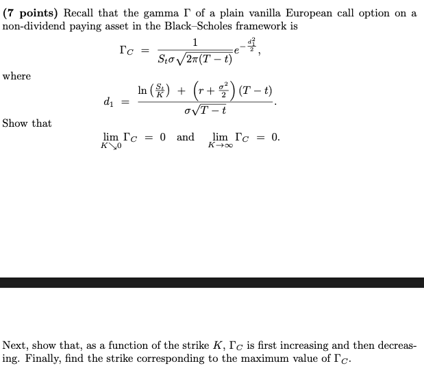 Solved (7 points) Recall that the gamma Γ of a plain vanilla | Chegg.com