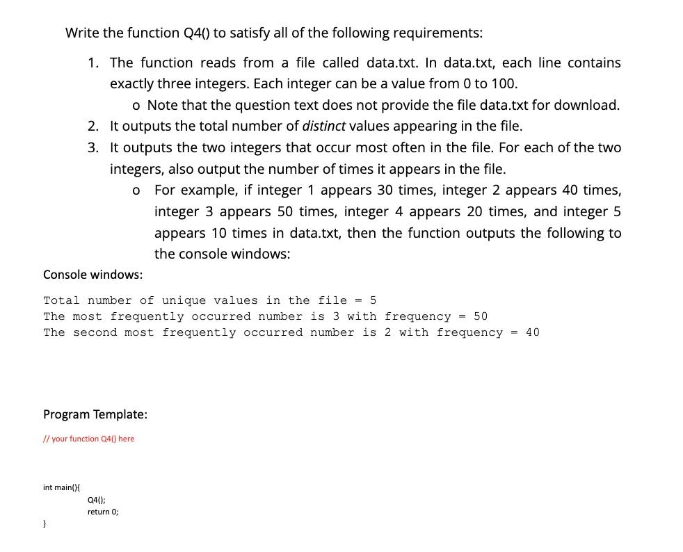 Solved Write the function Q40) to satisfy all of the | Chegg.com