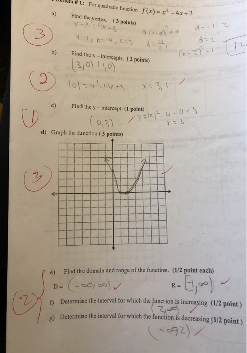 Solved oblem #1: For quadratic function f(x)-x2-4x+3 a) Find | Chegg.com
