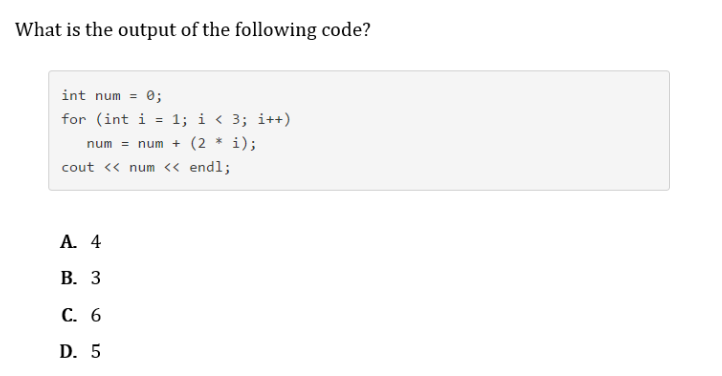 Solved What is the output of the following code? int num = | Chegg.com