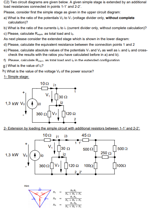 Solved C2) Two circuit diagrams are given below. A given | Chegg.com