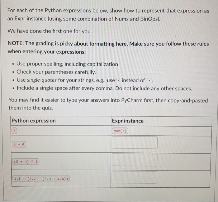 Solved For Each Of The Python Expressions Below Show How To