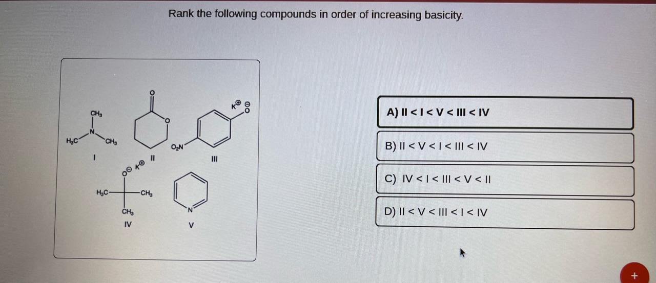 Solved Rank the following compounds in order of increasing | Chegg.com