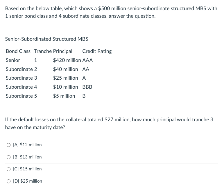 Solved Based on the below table, which shows a $500 million | Chegg.com