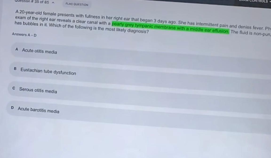 Solved Stion 35 of 85 FLAD QUESTION A 20-year-old femalo | Chegg.com