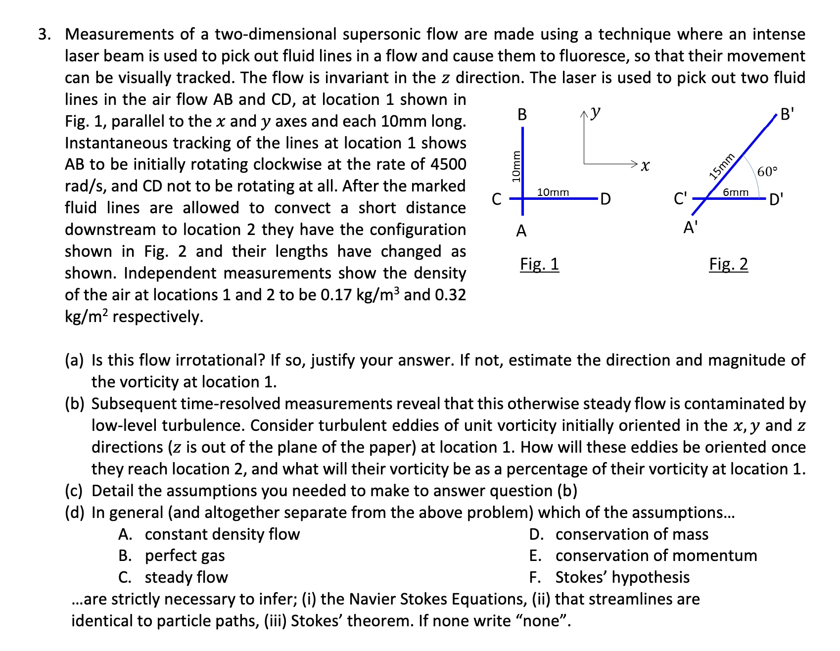 Solved Measurements of a two-dimensional supersonic flow are | Chegg.com