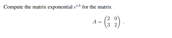 Solved Compute the matrix exponential et for the matrix | Chegg.com