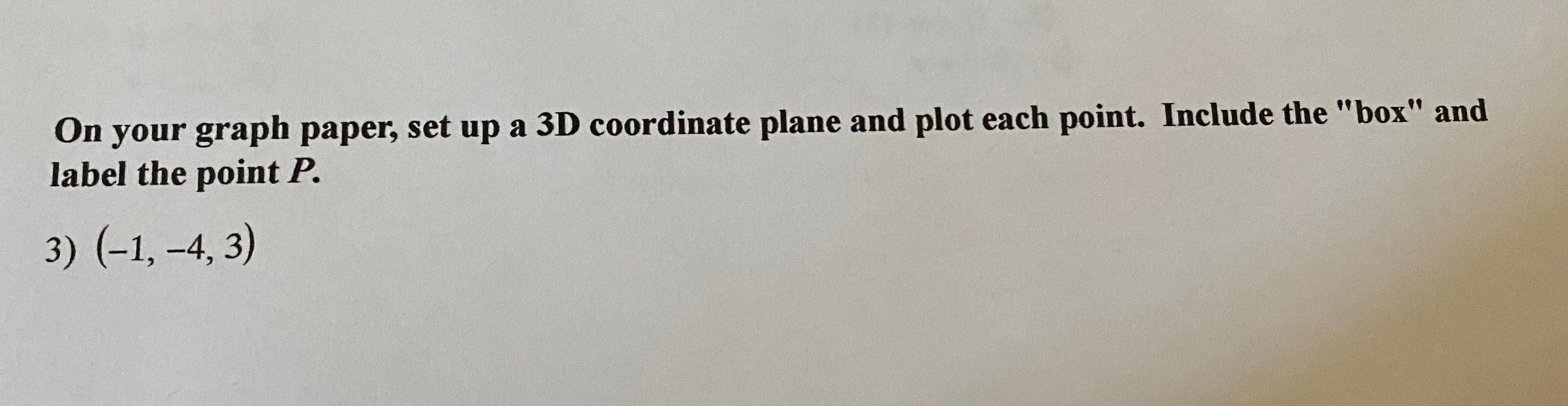 Solved On your graph paper, set up a 3D coordinate plane and | Chegg.com