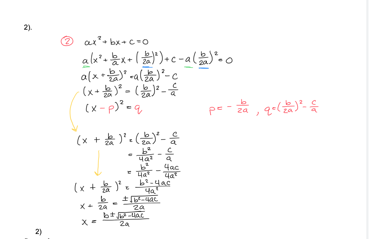 Solved ax2+bx+c=0 a(x2+abx+(2ab)2)+c−a(2ab)2=0 | Chegg.com