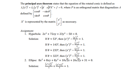 Solved Rotating a Conic A quadratic equation is defined by | Chegg.com