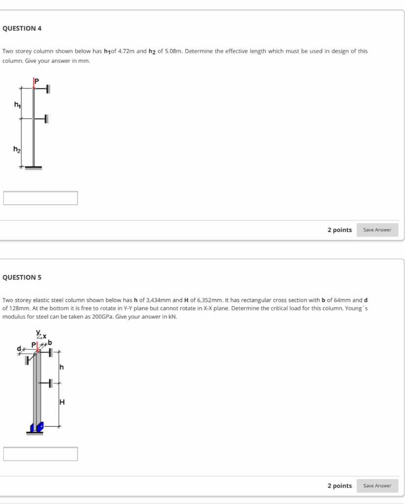 Solved QUESTION 4 Two storey column shown below has hqof | Chegg.com