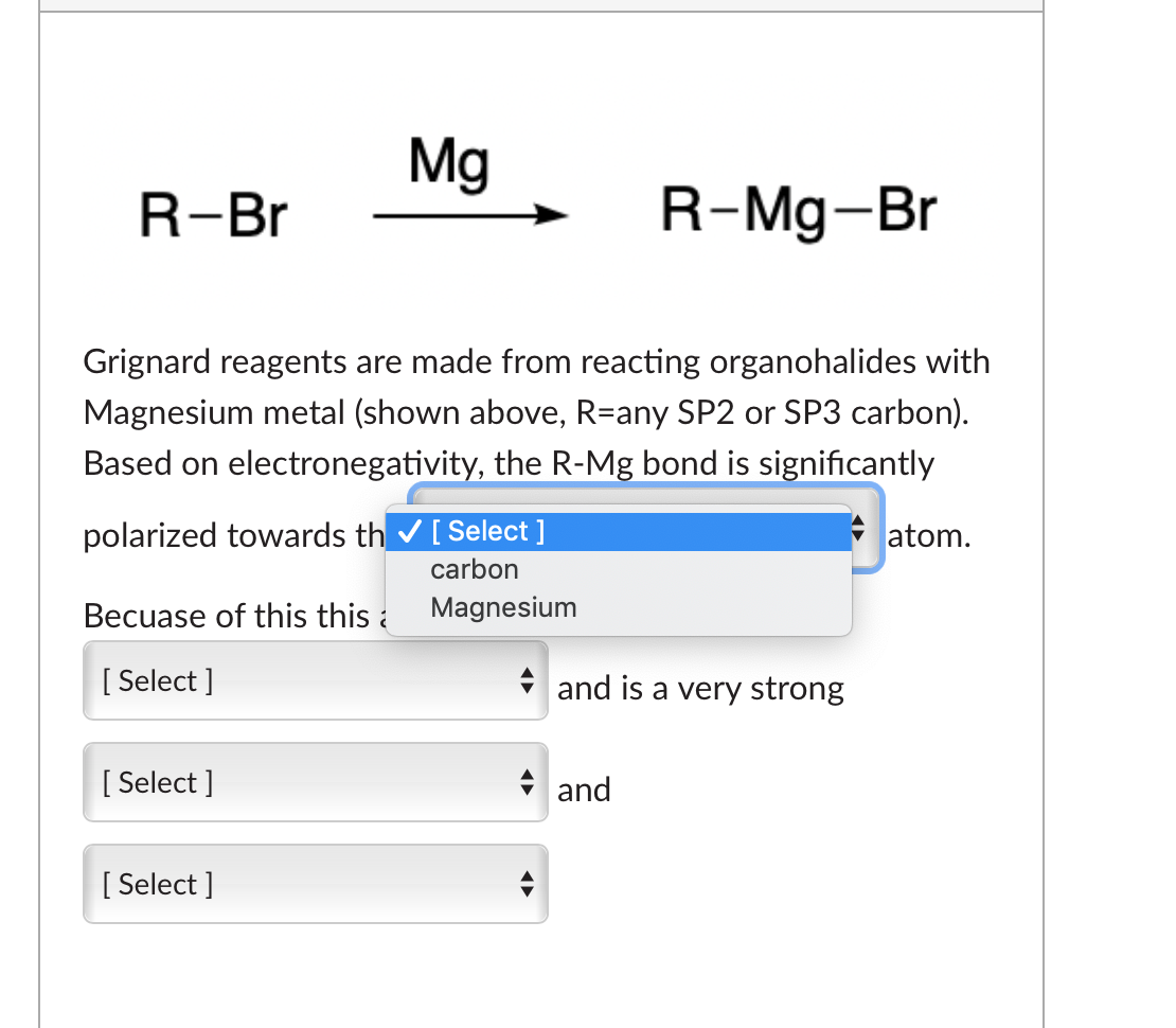 Solved Mg R-Br R-Mg-Br Grignard reagents are made from | Chegg.com