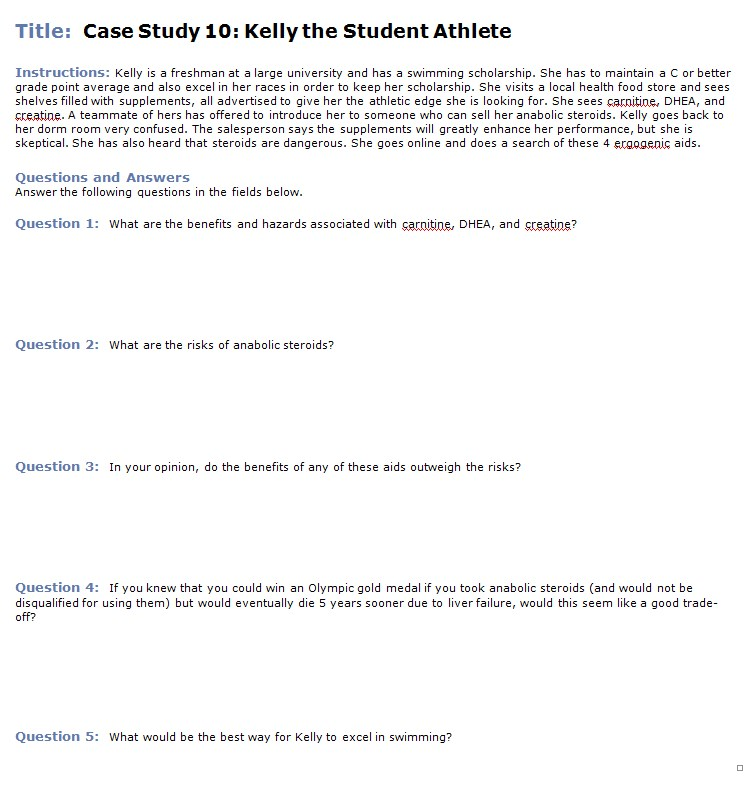 Solved Title: Case Study 10: Kelly the Student Athlete | Chegg.com