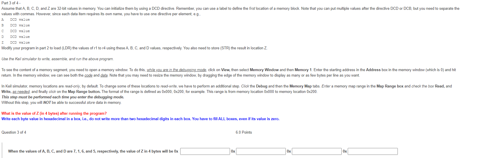 Part 3 of 4 Assume that A, B, C, D, and Z are 32-bit | Chegg.com