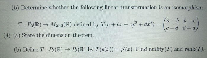Solved (b) Determine whether the following linear | Chegg.com