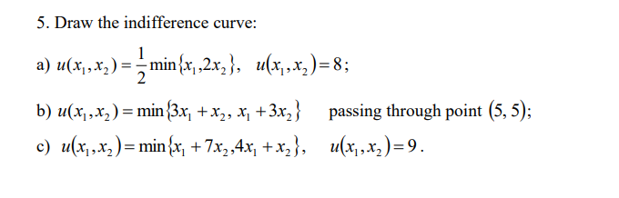Solved 5. Draw the indifference curve: a) | Chegg.com