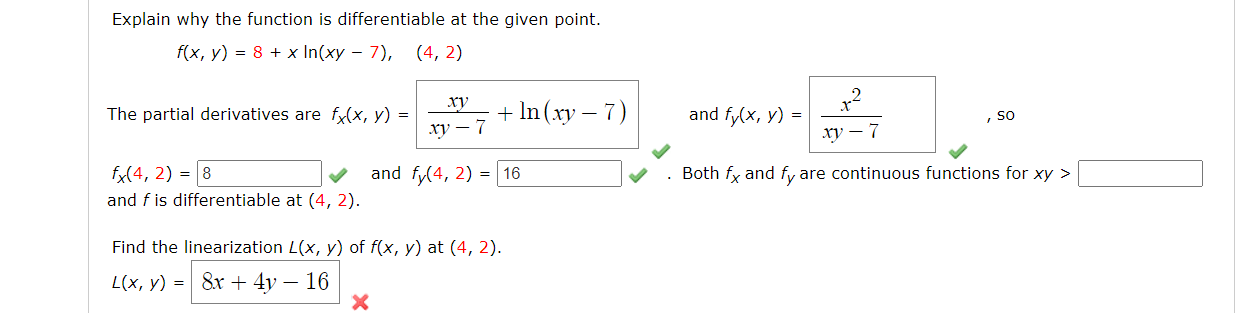 Solved Explain why the function is differentiable at the | Chegg.com