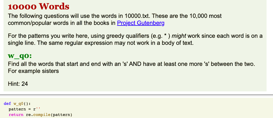 10000 Words The following questions will use the | Chegg.com