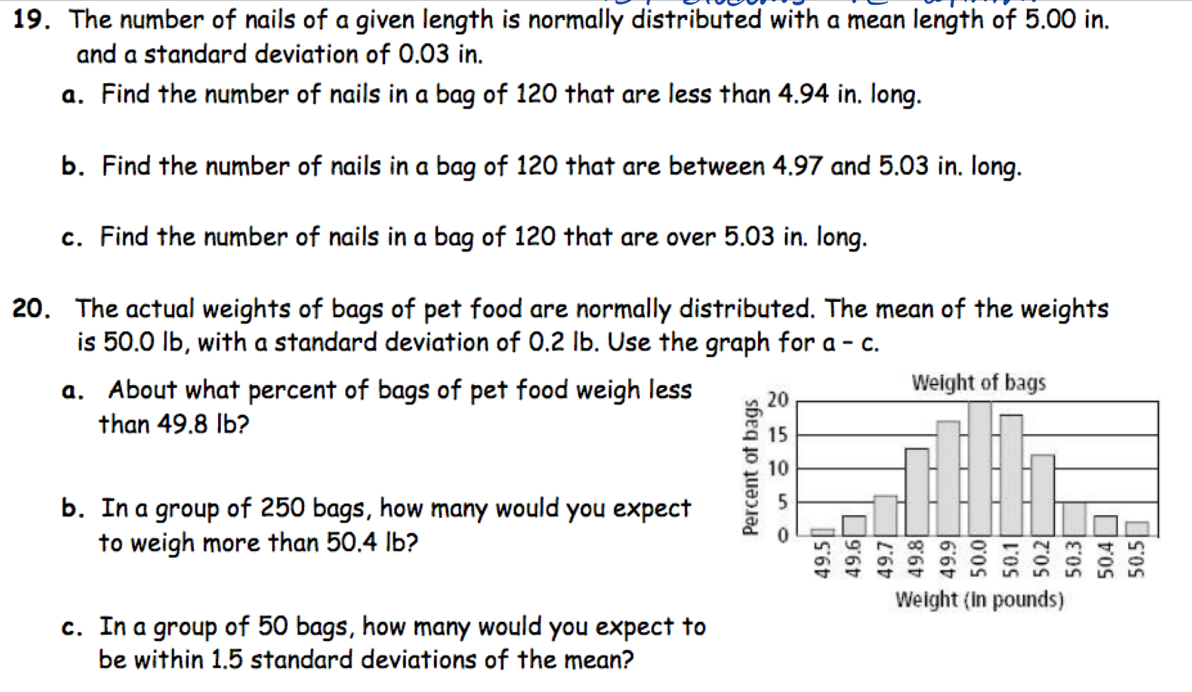 Solved 19. The number of nails of a given length is normally | Chegg.com
