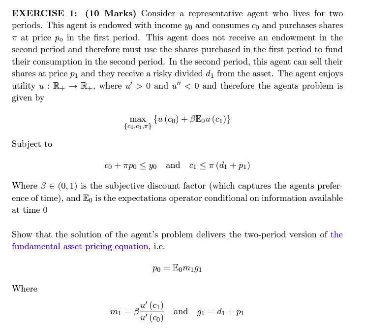 Solved EXERCISE 1: (10 Marks) Consider a representative | Chegg.com