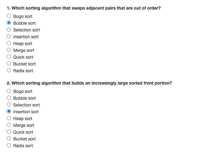 Solved 1. Which sorting algorithm that swaps adjacent pairs | Chegg.com Solved 1. Which sorting algorithm that swaps adjacent pairs | Chegg.com