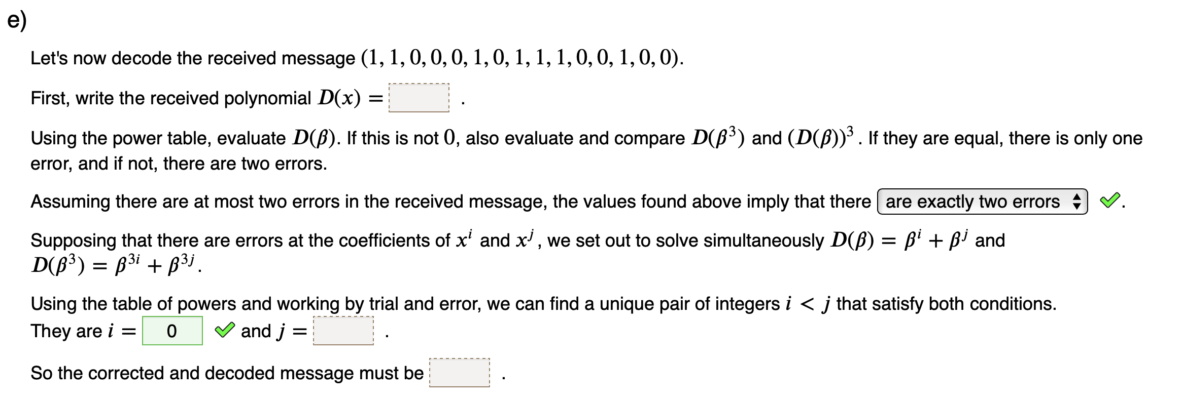 Solved Let's now decode the received message | Chegg.com