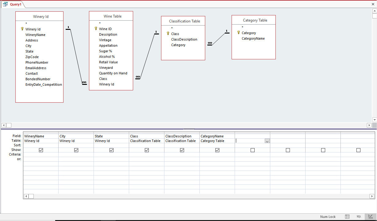 Solved 8. Create a query from the Winery, Wine, | Chegg.com