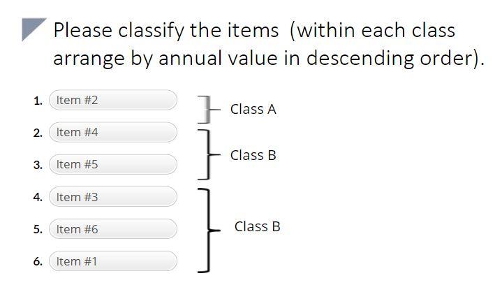 Solved Please classify the items (within each class arrange | Chegg.com