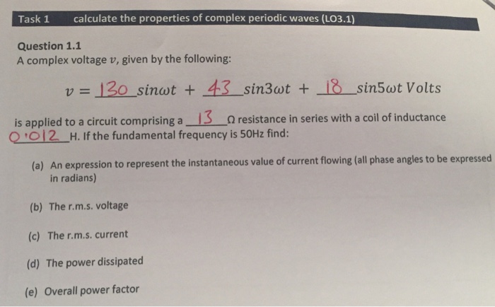 Solved A complex voltage v, given by the following: v = _ | Chegg.com