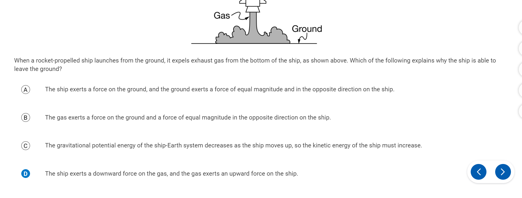 Solved When a rocket-propelled ship launches from the | Chegg.com