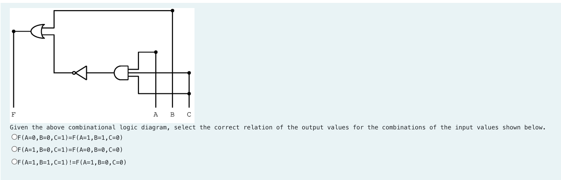 Solved of F A B C Given the above combinational logic | Chegg.com