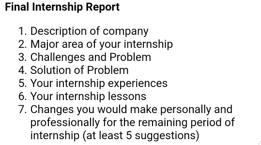 Solved Final Internship Report 1. Description of company 2. | Chegg.com