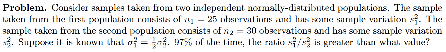 Solved Problem. Consider samples taken from two independent | Chegg.com