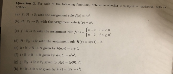 Solved Question 2. For each of the following functions, | Chegg.com