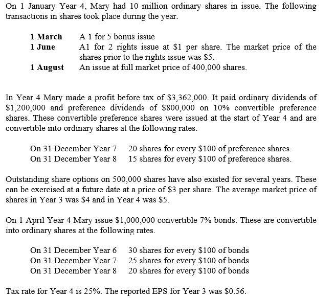 Solved Calculate the EPS for Year 4 and the comparative EPS | Chegg.com