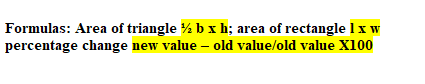 Solved Formulas: Area of triangle 1/2b×h; area of rectangle | Chegg.com