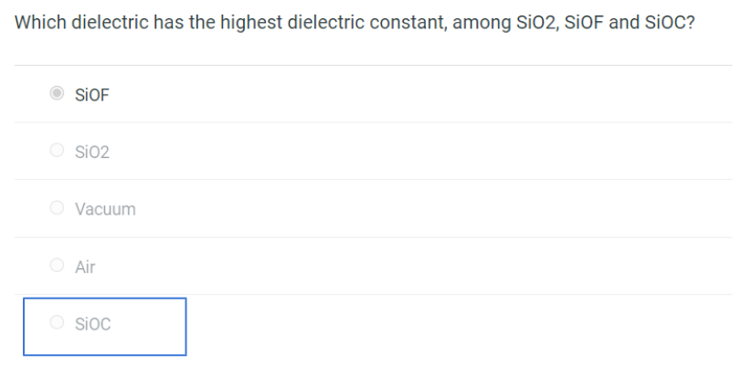 Solved Which dielectric has the highest dielectric constant, | Chegg.com