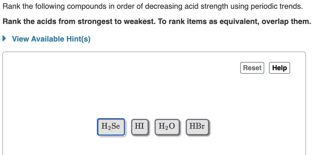 Solved Rank The Following Compounds In Order Of Decreasing
