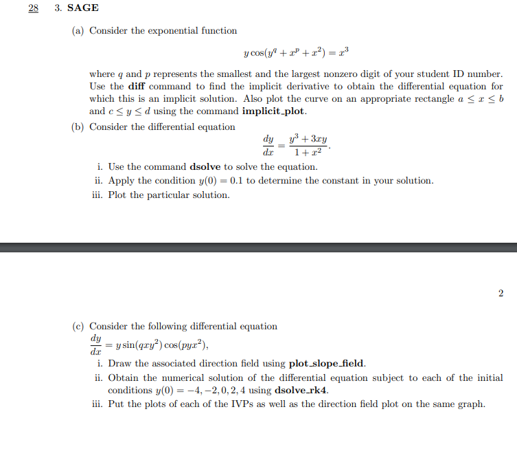 Solved 28 3. SAGE (a) Consider the exponential function y | Chegg.com