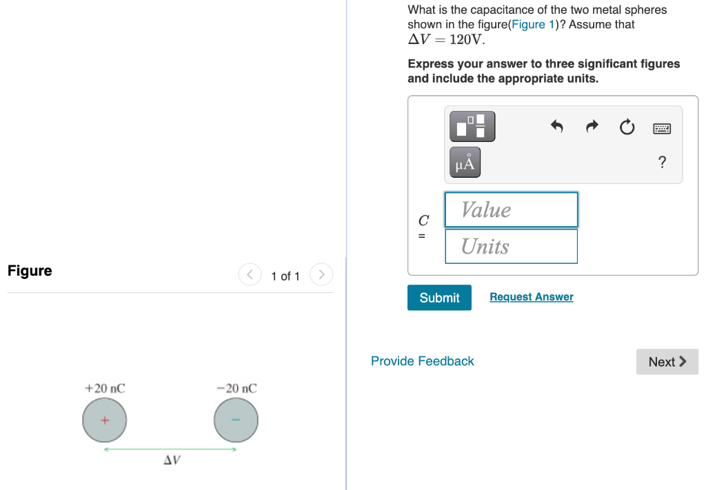 Solved What is the capacitance of the two metal spheres | Chegg.com