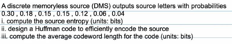 Solved A Discrete Memoryless Source Dms Outputs Source 