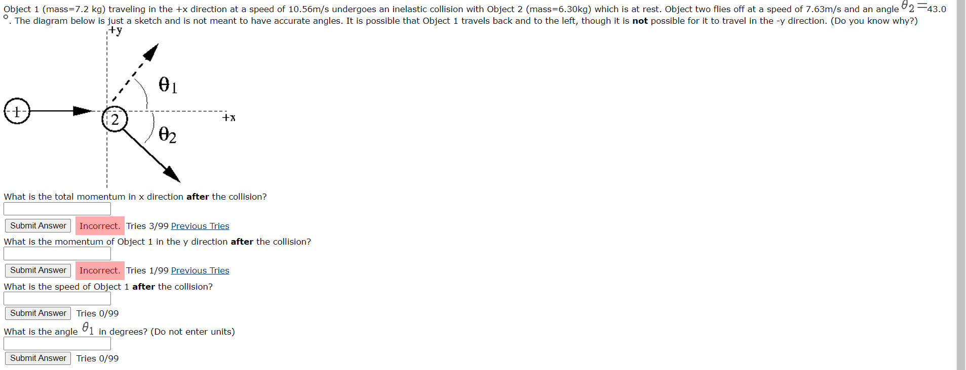 Solved What Is The Total Momentum In X Direction After The
