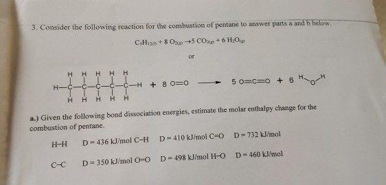 Solved 3. Consider the following reaction for the combustion | Chegg.com