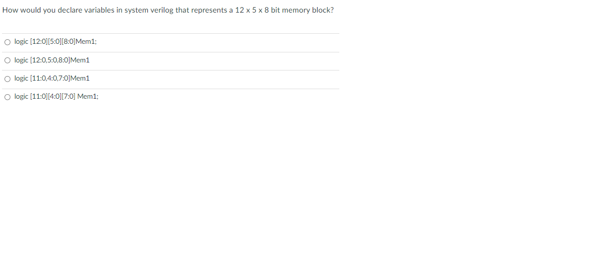 Solved How would you declare variables in system verilog | Chegg.com