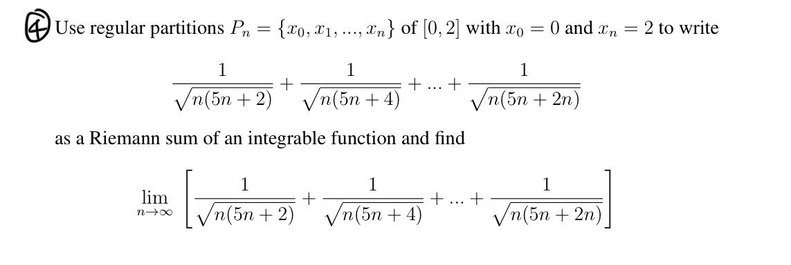 Solved Use regular partitions Pn = {0, 1, ..., m} of [0, 2] | Chegg.com